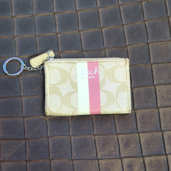 Coach | Accessories | Coach Beige And Pink Keychain Wallet | Poshmark